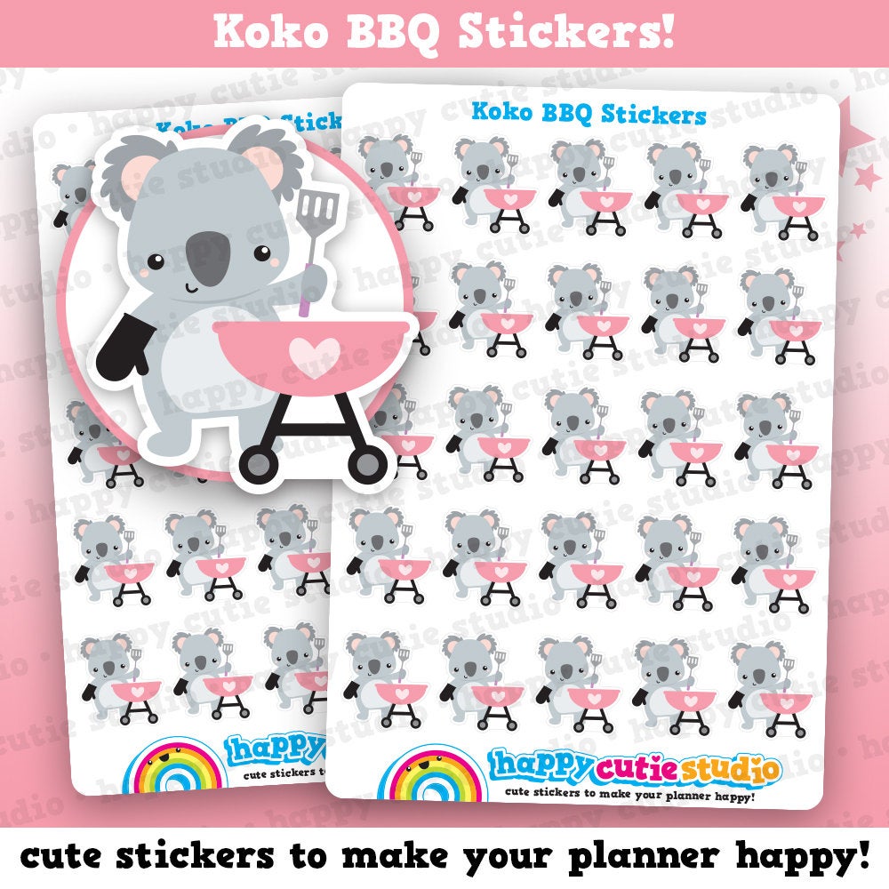 25 Cute Koko the Koala 'BBQ' Planner Stickers – HappyCutieStudio