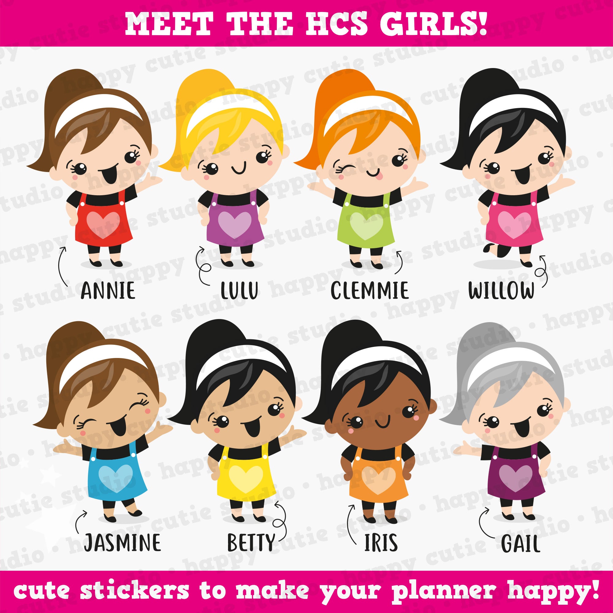 41 Cute Reading/Library Girl Planner Stickers – HappyCutieStudio