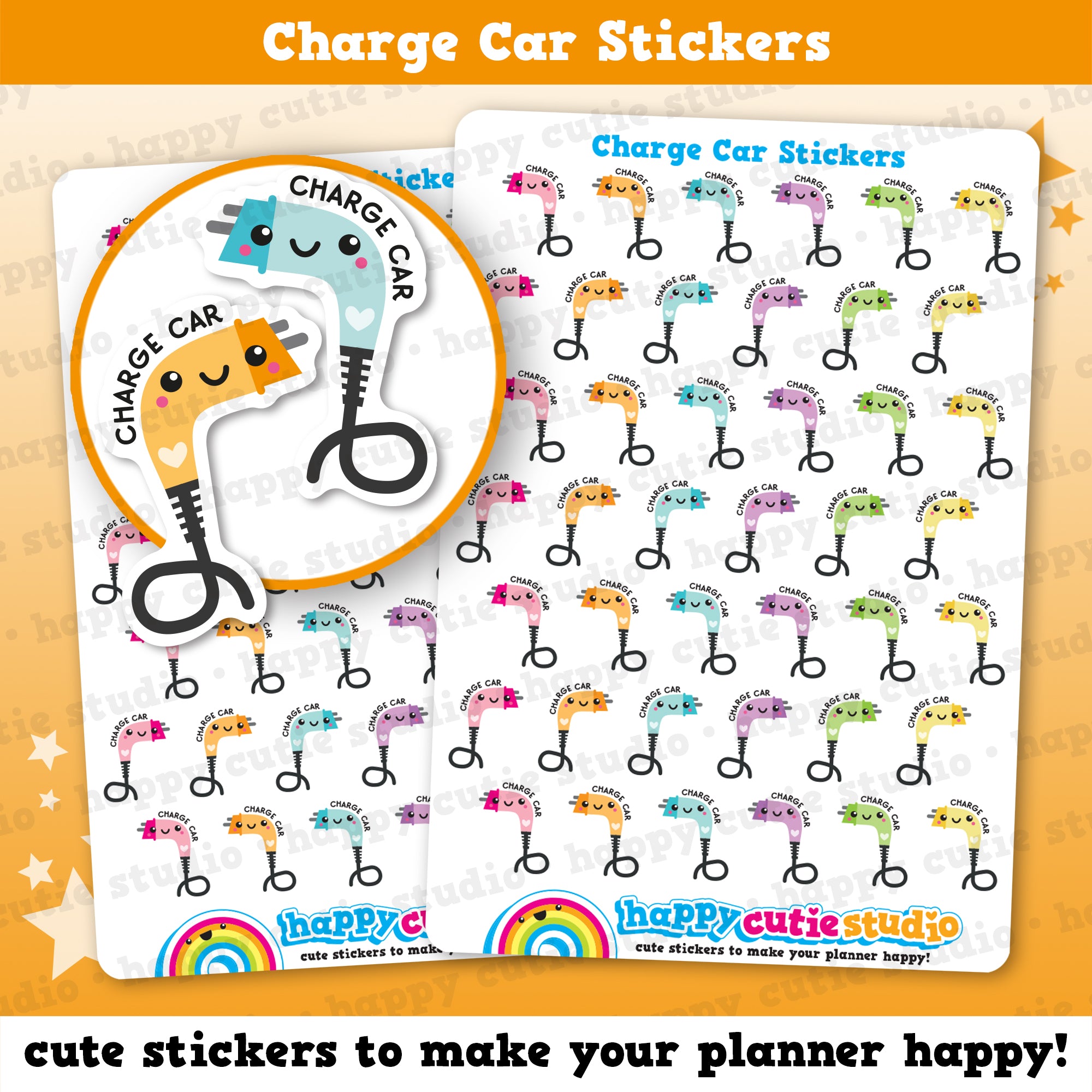 42 Cute Charge Car/Electric Car/Charge/Battery Planner Stickers ...