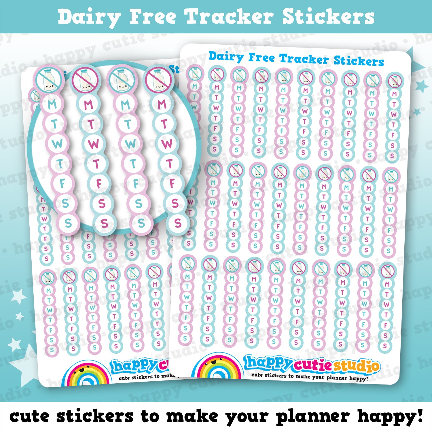 30 Cute Dairy Free Vertical Tracker/Weekly Habit Planner Stickers ...
