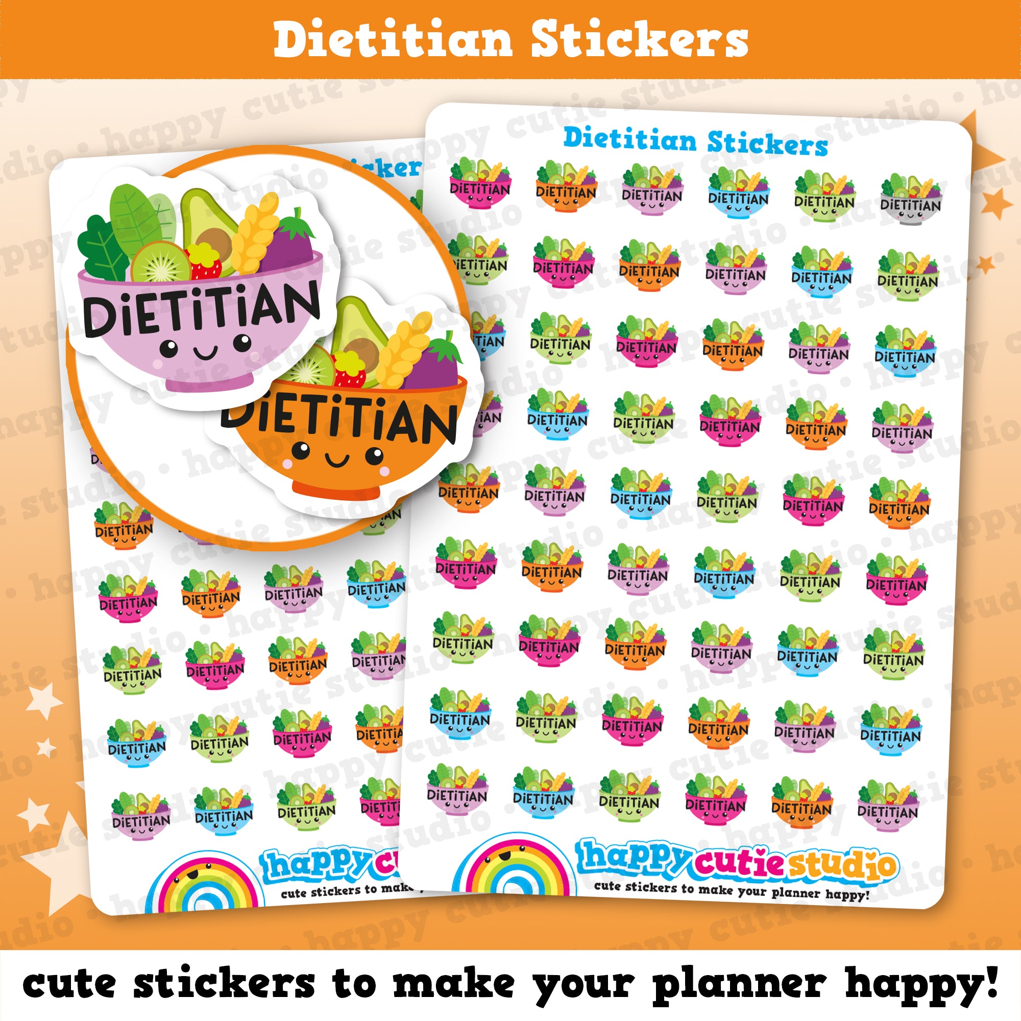 54 Cute Dietitian/Dietician Planner Stickers – HappyCutieStudio