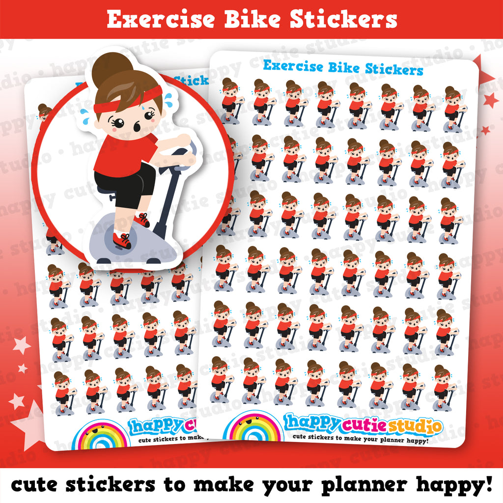 48 Cute Exercise Bike Girl Planner Stickers – HappyCutieStudio