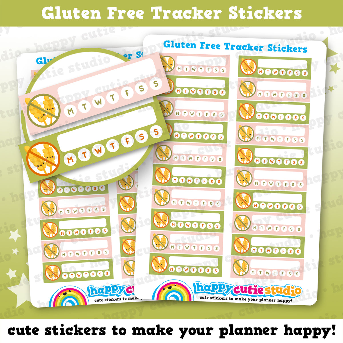 20 Cute Gluten Free Horizontal Tracker/Weekly Habit Planner Stickers ...