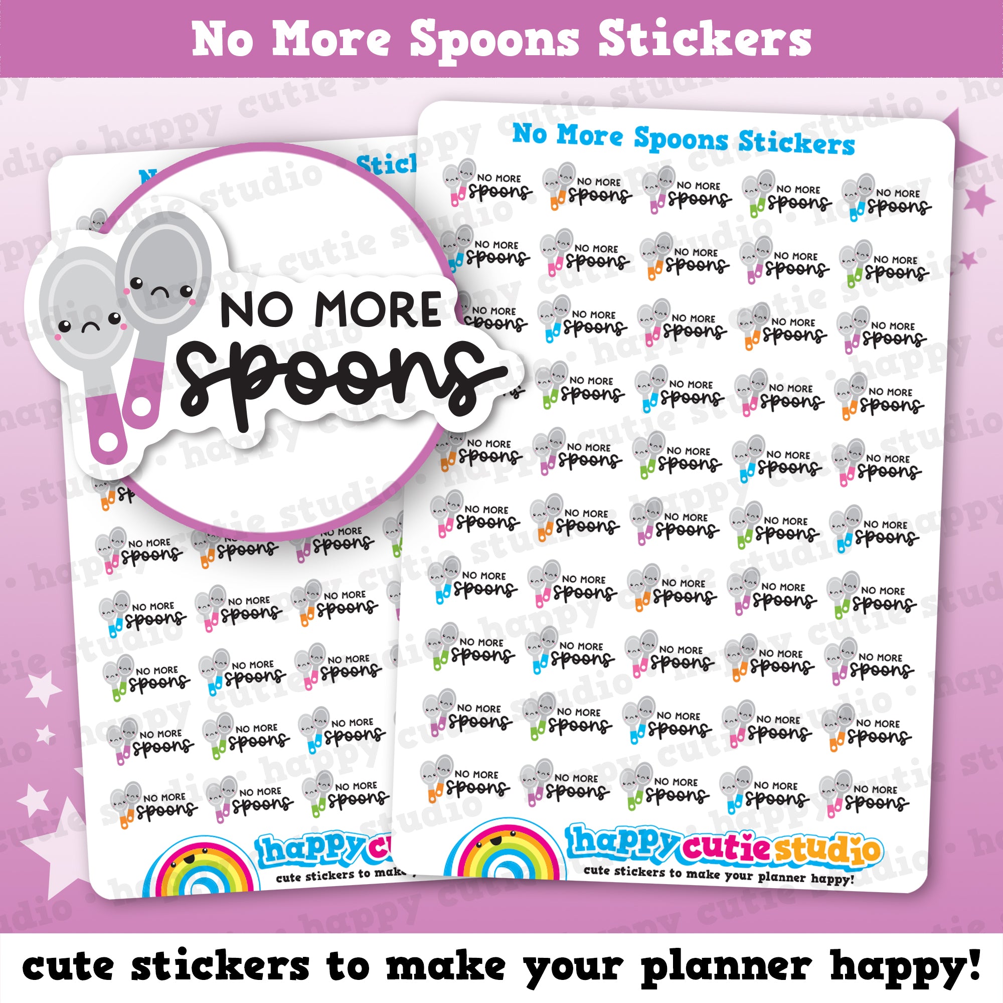50 Cute No More Spoons/Energy/Health Tracker Planner Stickers ...