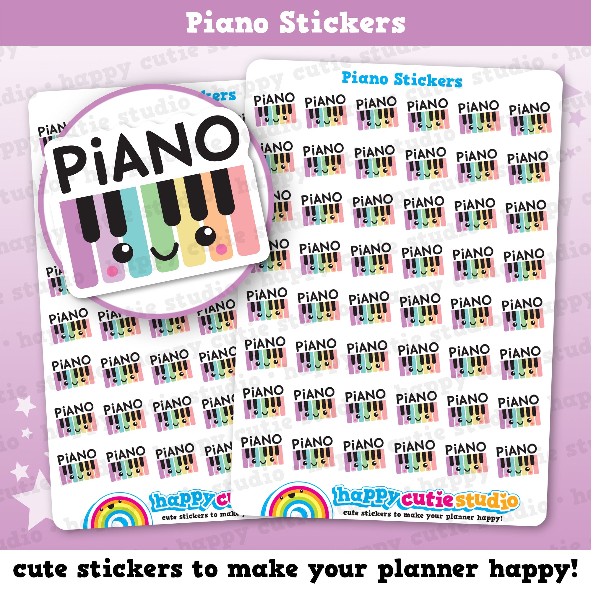 48 Cute Piano/Music/Instrument/Lesson Planner Stickers – HappyCutieStudio