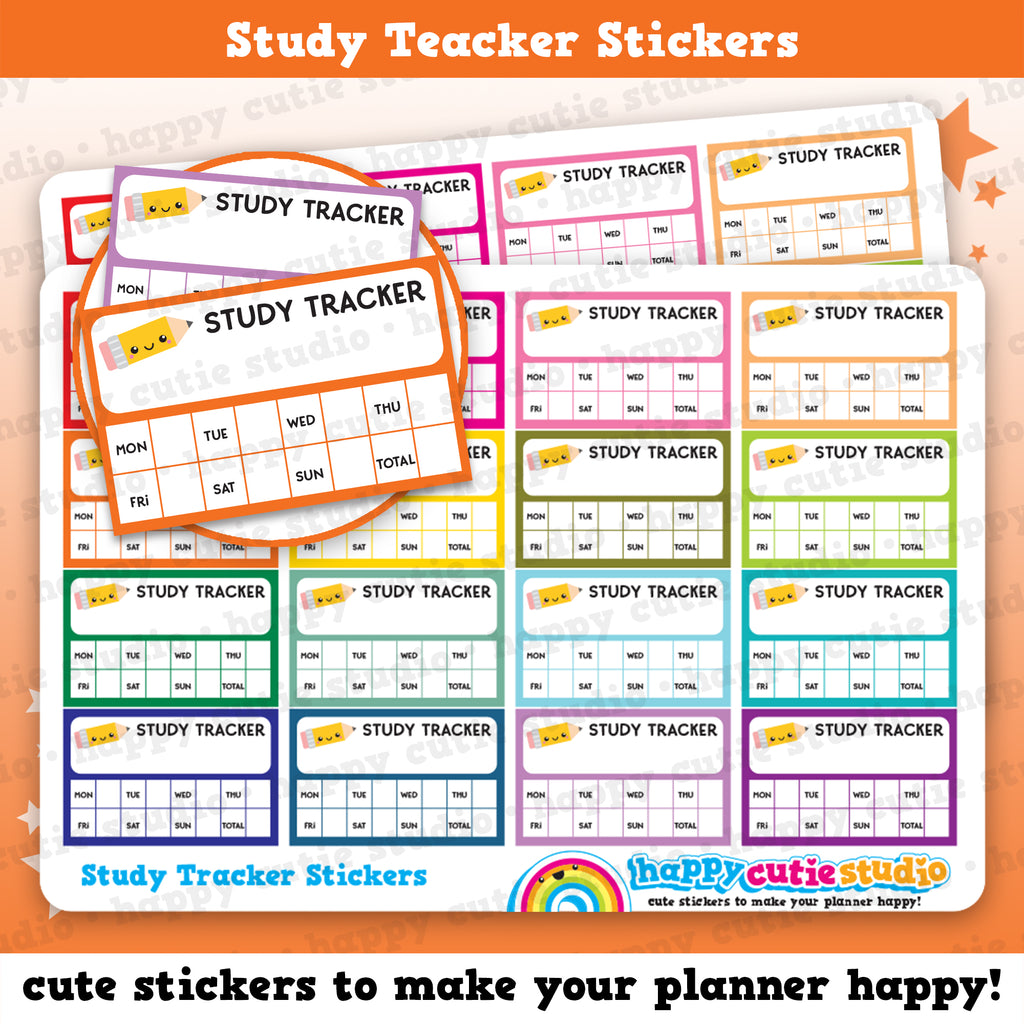 16 Cute Half Box Study Tracker/Functional/Practical Planner Stickers ...
