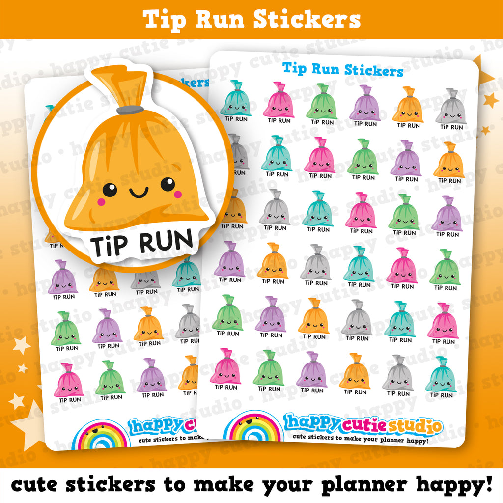 36 Cute Tip Run/Garbage/Rubbish Planner Stickers – HappyCutieStudio