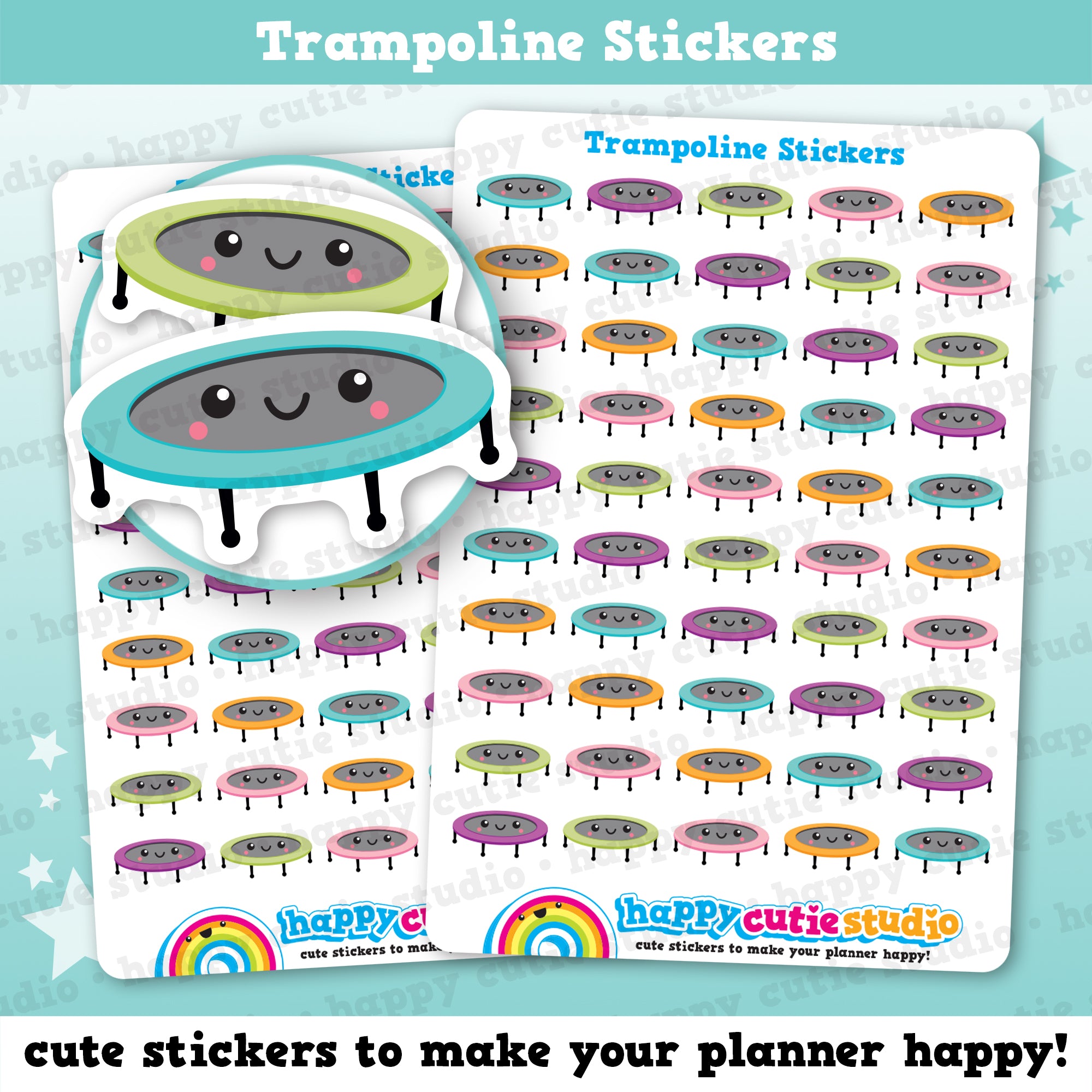 50 Cute Trampoline/Sport/Health Planner Stickers – HappyCutieStudio