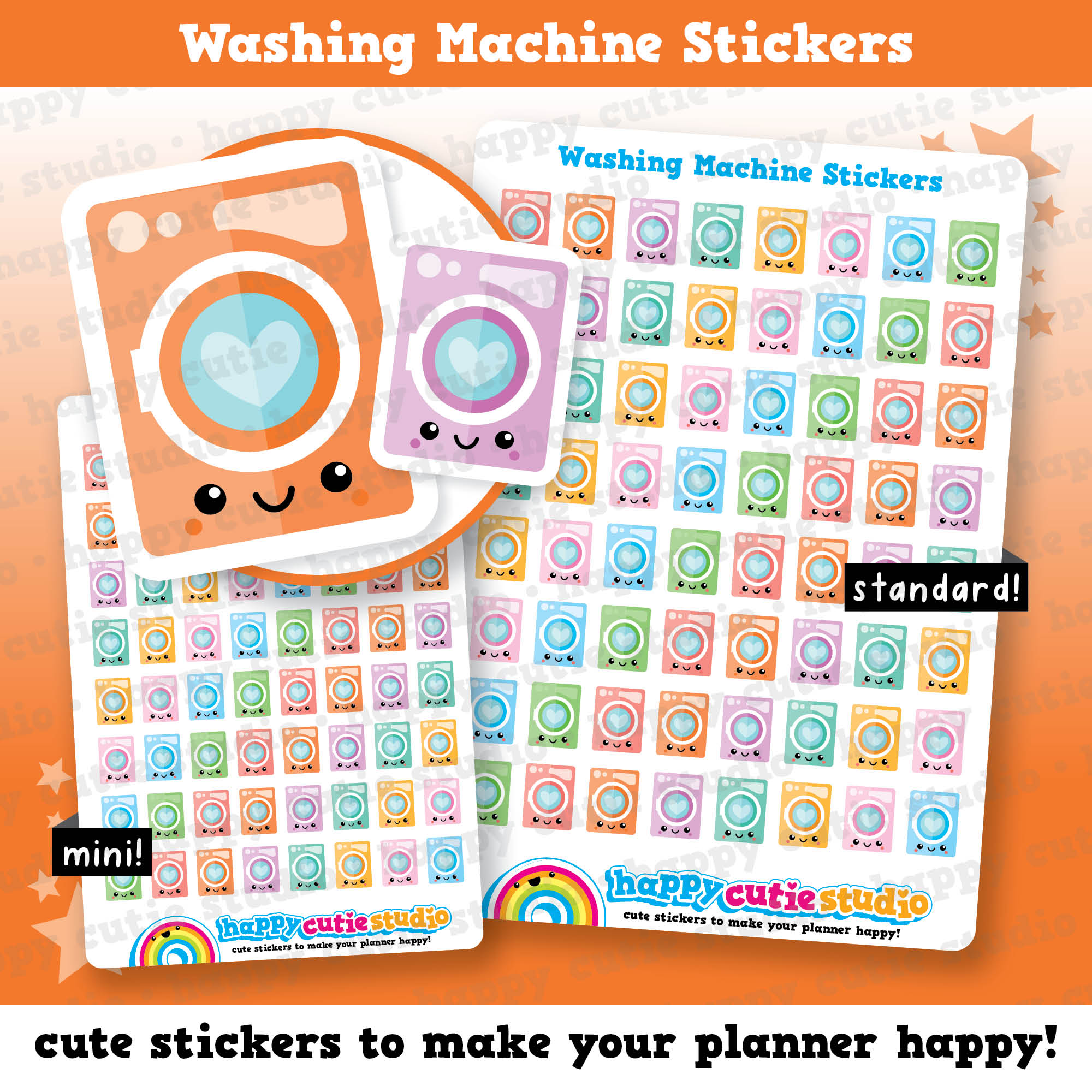 64 Cute Washing Machine/Laundry Planner Stickers – HappyCutieStudio