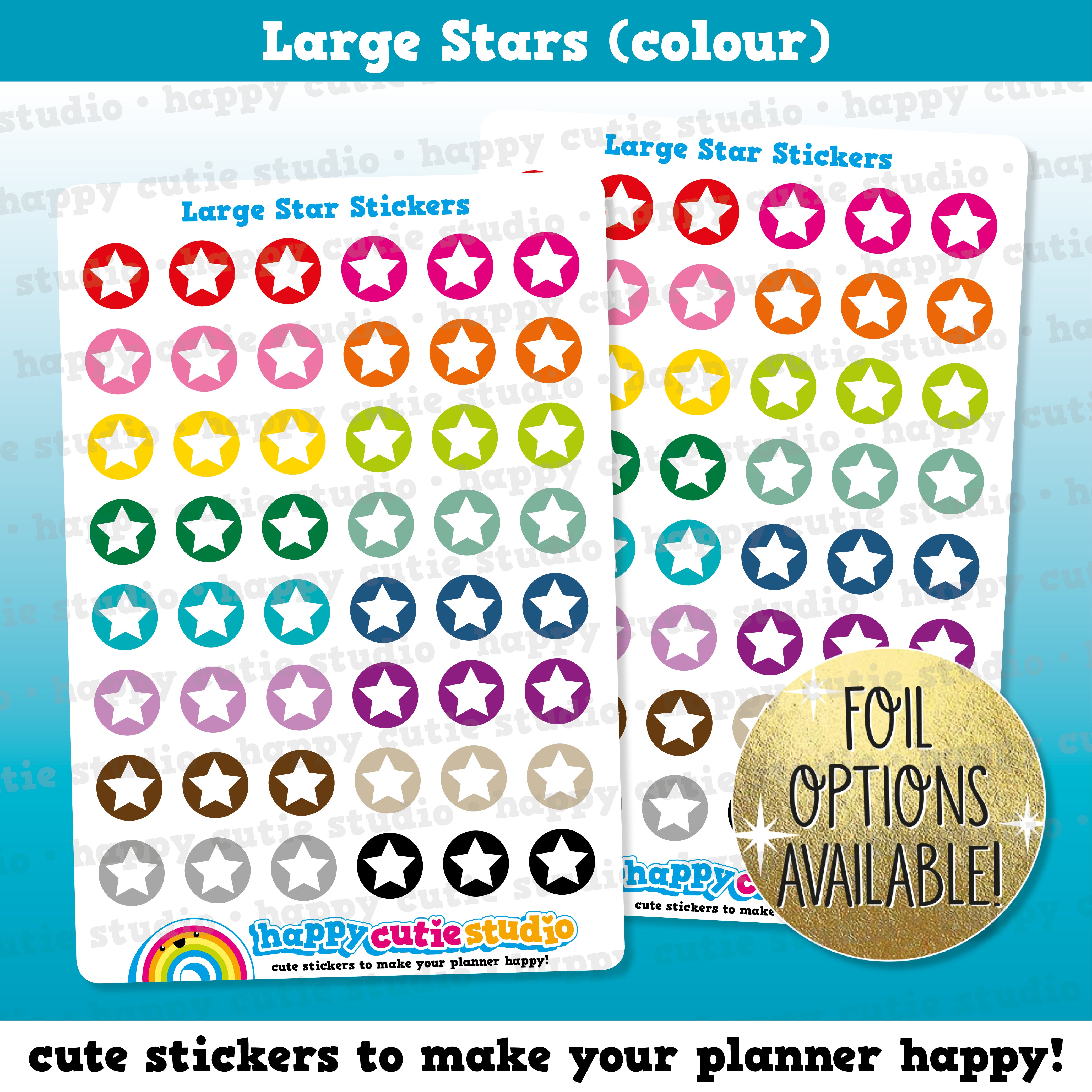 48 Cute Colourful Large Stars/Functional/Practical Planner Stickers ...