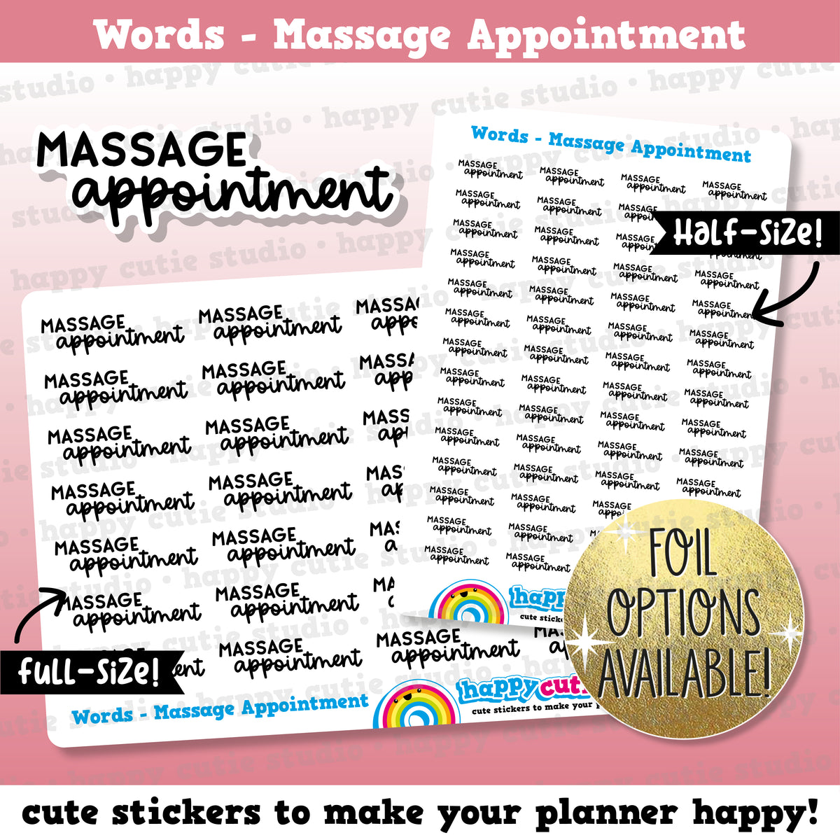 Massage Appointment Words/Functional/Planner Planner Stickers ...