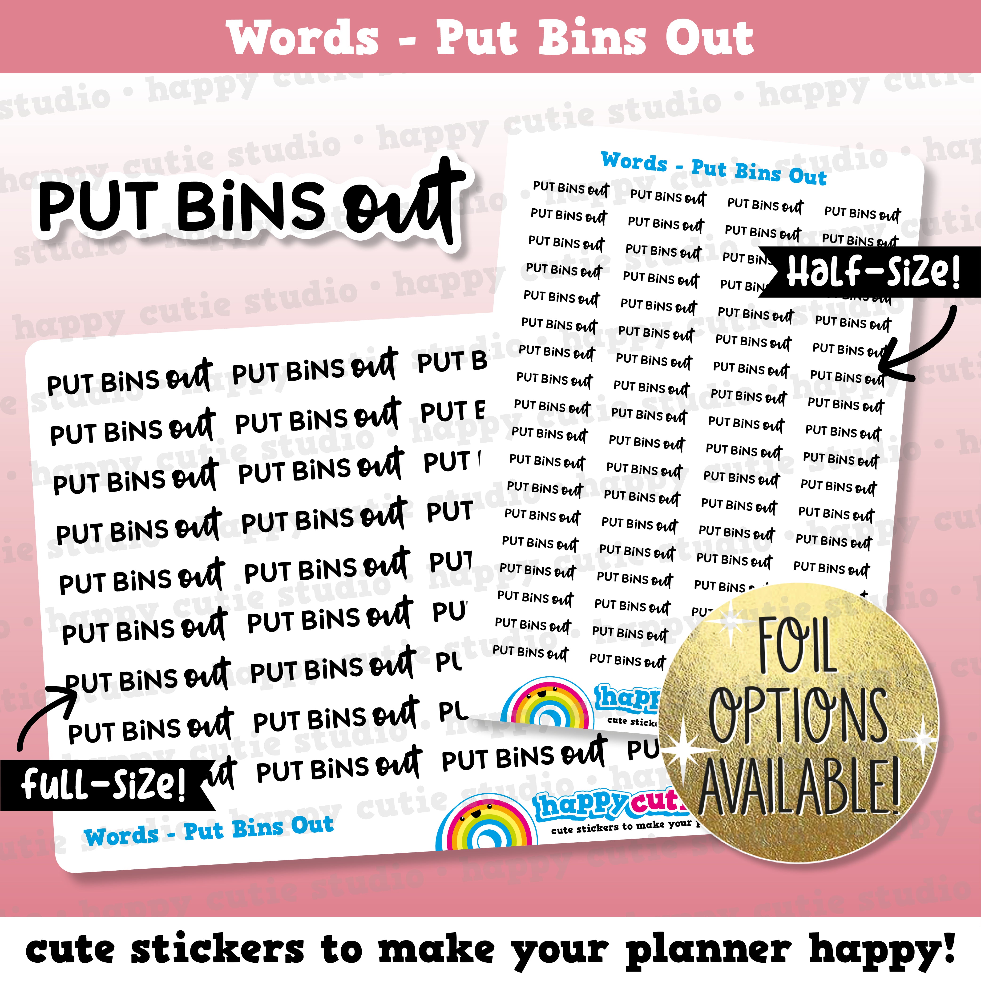 Put Bins Out Words/Functional Planner Stickers – HappyCutieStudio