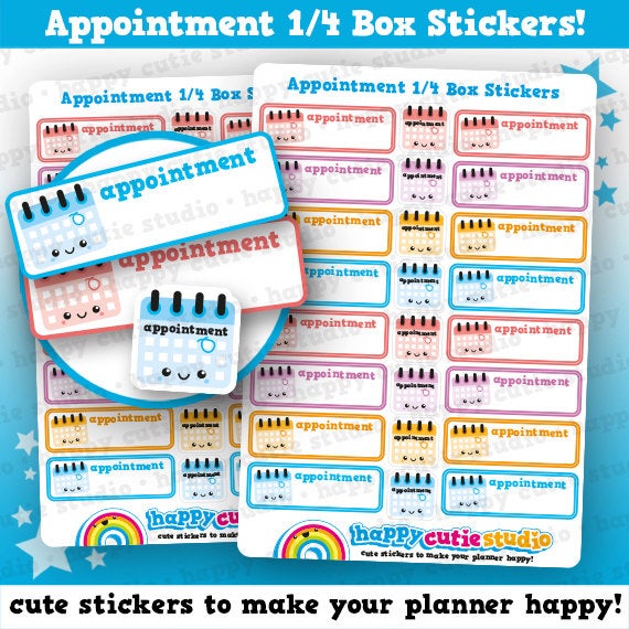 16 Cute Appointment Quarter Box Planner Stickers – HappyCutieStudio