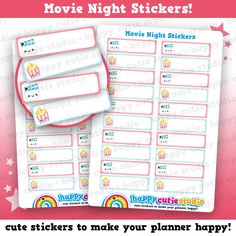 20 Cute Movie Night/Popcorn/Cinema/Film Planner Stickers – HappyCutieStudio