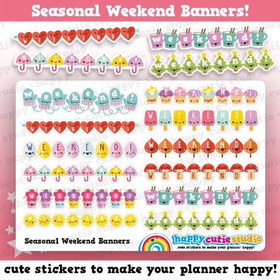 12 Cute Weekend Banners/Functional/Planner Stickers – HappyCutieStudio