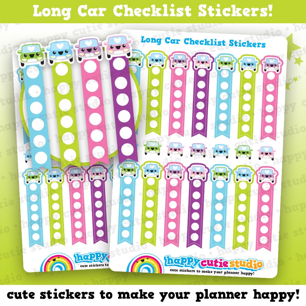 14 Cute Car Checklist Planner Stickers – HappyCutieStudio