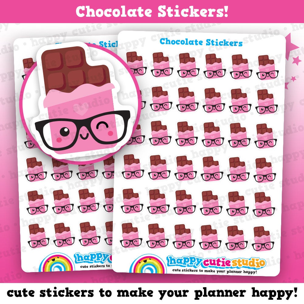 36 Cute Chocolate/Food Planner Stickers – HappyCutieStudio