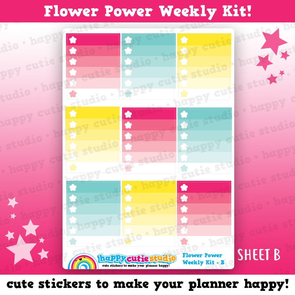 Flower Power/1960/Retro/Funky Weekly Kit, Planner Stickers ...