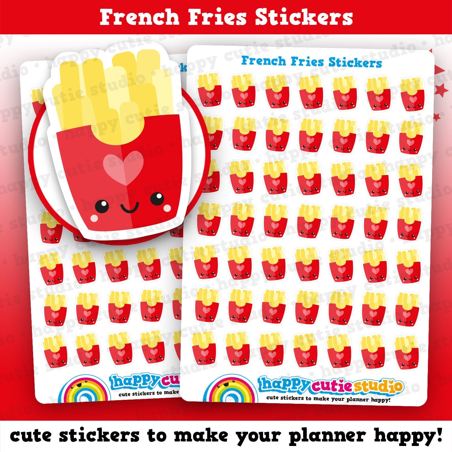 49 Cute French Fries/Fast Food Planner Stickers – HappyCutieStudio