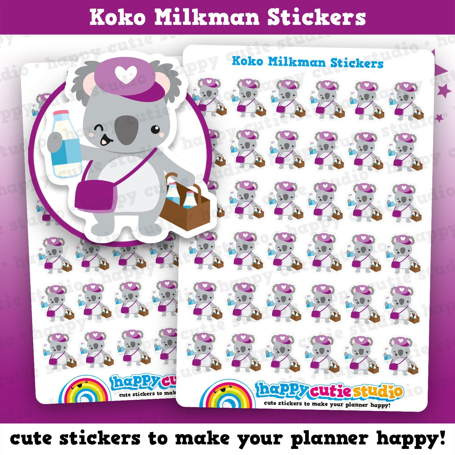 36 Cute Koko The Koala Milkman Planner Stickers – HappyCutieStudio